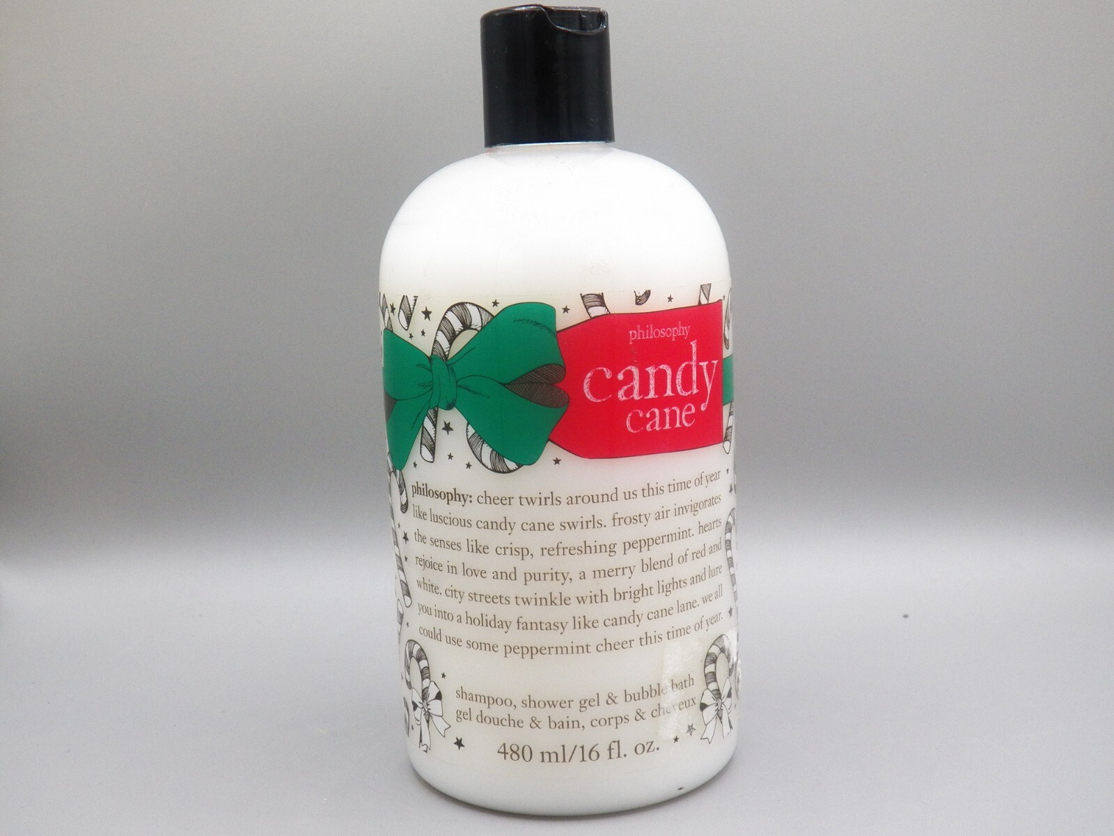 Philosophy Candy Cane Peppermint 16 Oz 3in1 Shampoo Shower GEL Bath for ...