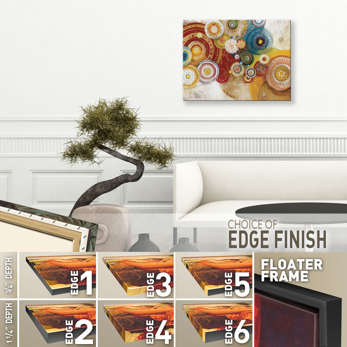 40W"x30H" MOMENTARY by LEILA - PSYCHEDELIC GEARS CIRCLES SPIRAL ...