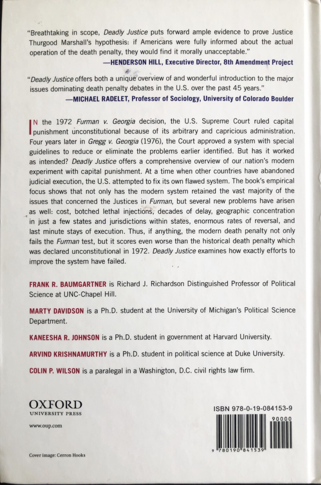 Deadly Justice : A Statistical Portrait of the Death Penalty by Marty ...