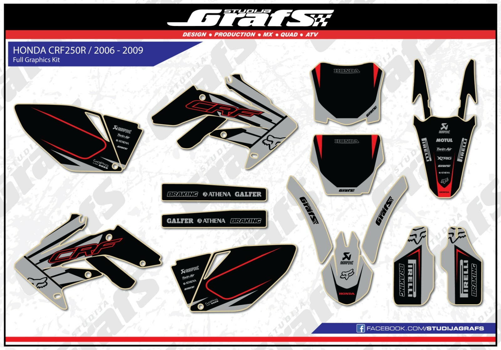 2006 2007 2008 2009 CRF 250R Graphics Kit for Honda CRF250R 250 R Decal ...