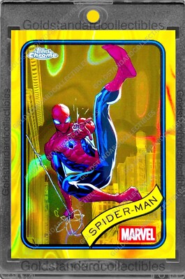 Spider-Man RARE YELLOW LAVA REFRACTOR INVESTMENT CARD SSP MARVEL TOPPS ...