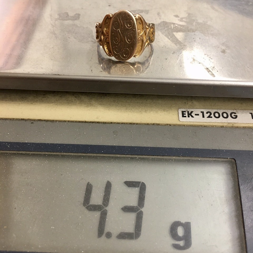 Antique OB OSTBY BARTON 10K GOLD SIgnet RIng 4.3 Gram Size 6.25 ...