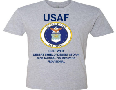 33RD TACTICAL FIGHTER WING *GULF WAR *SHIRT W/EMBLEM*USAF OFFICIALLY ...