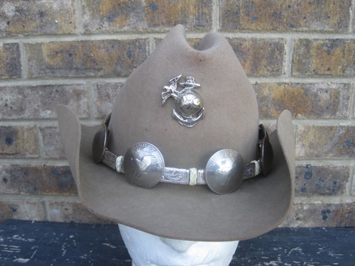 VTG BROWNING (BY STETSON) SPORTSMAN'S HAT W/ USMC PIN & SILVER DOLLAR ...