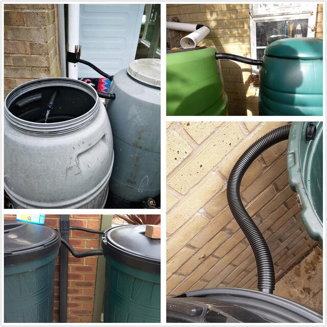 Water Butt Connector Pipe Link Kit 25mm Downpipe Rain Barrel Connecting ...