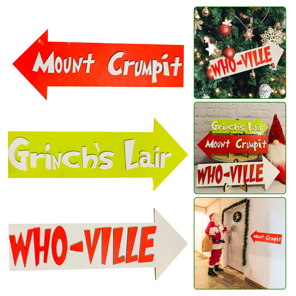 Christmas Wooden Sign Grinch's Lair Sign Christmas Stocking Tags ...