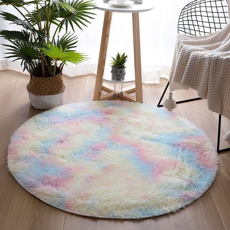 Plush Round Rug Fluffy White Carpets for Living Room Soft Home Decor ...