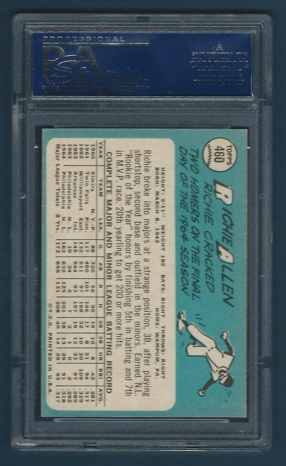 1965 Topps #460 Richie Allen - All-Star Rookie - Phillies - NM-MT - PSA ...