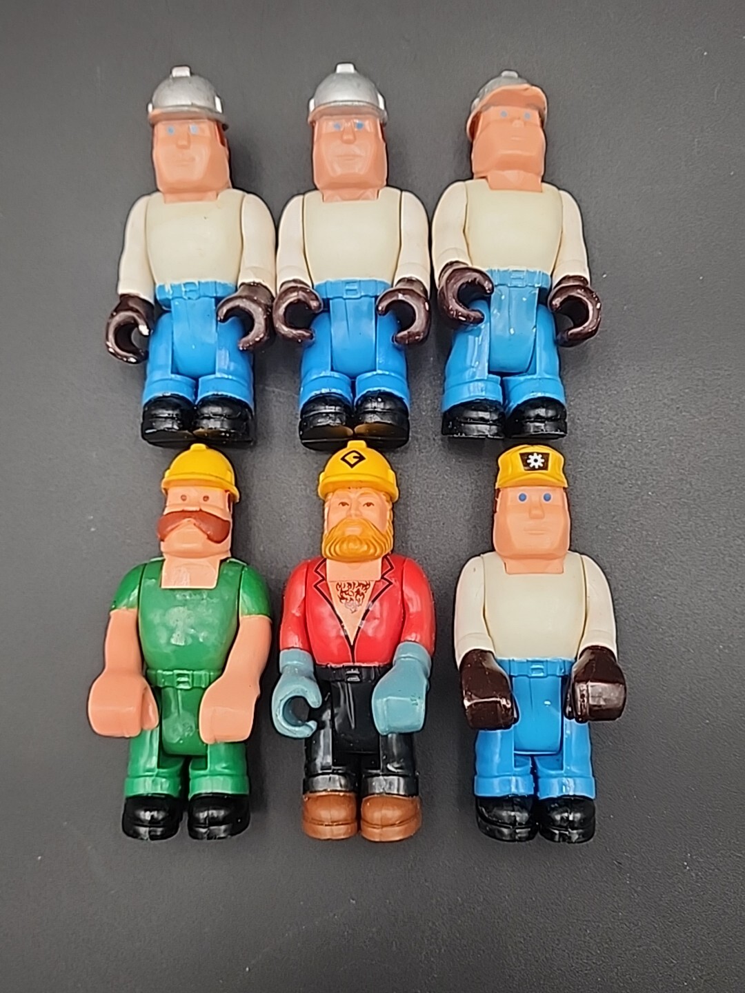 Vintage Lot Of 6 Fisher Price Husky Helper Figures Construction Workers ...