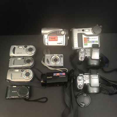 Lot Of 10 Untested Digital Cameras Camcorders -Sony, Hitachi, Samsung ...