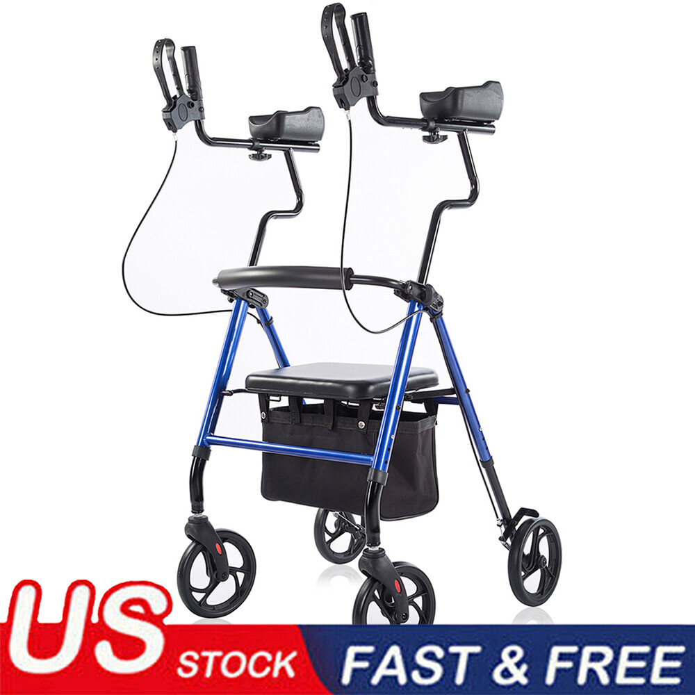 Upright Walker Rollator Walker Stand Up Rolling Walker with Padded Seat ...