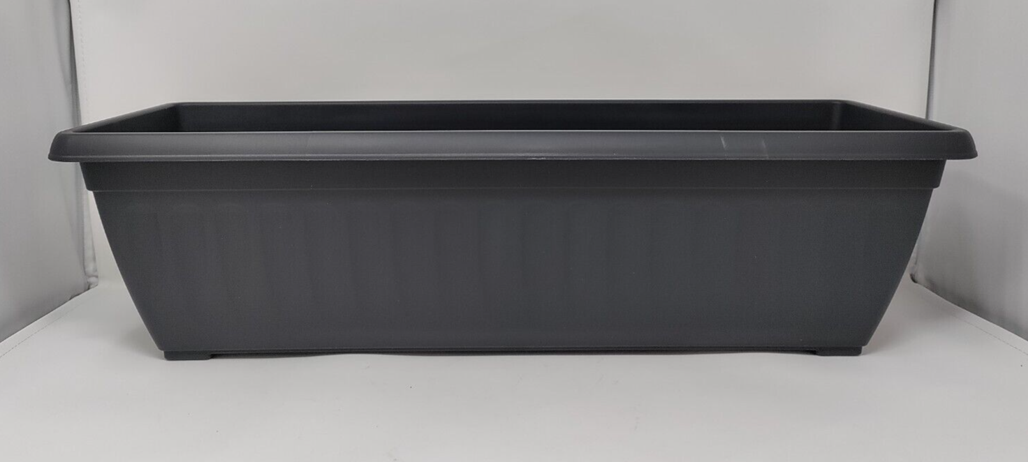 1 x Black Athens Window Box Planter Trough 60cm Plastic Garden Plants ...