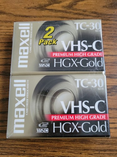 2 Pack New Maxell VHS-C Premium HGX-Gold TC-30 Camcorder Video Cassette ...