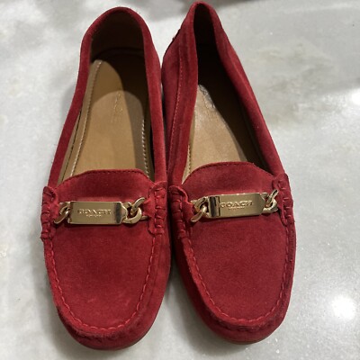 Coach Loafers Flats Suede Chain Coach Logo Sz 6 B | eBay