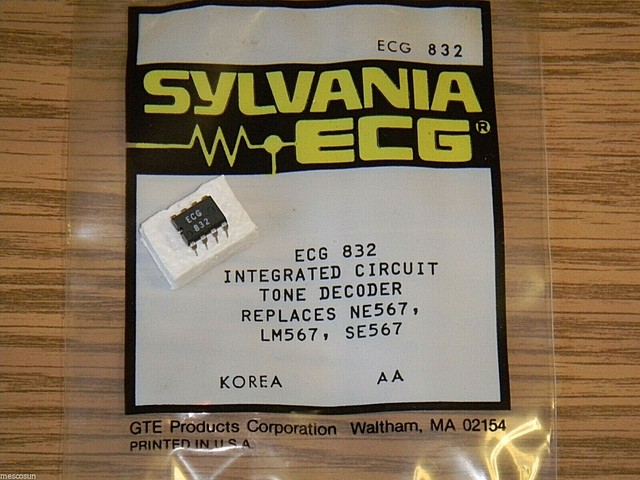 SYLVANIA ECG 832 Integrated Circuit Tone Decoder Replaced Ne567 Lm567 ...