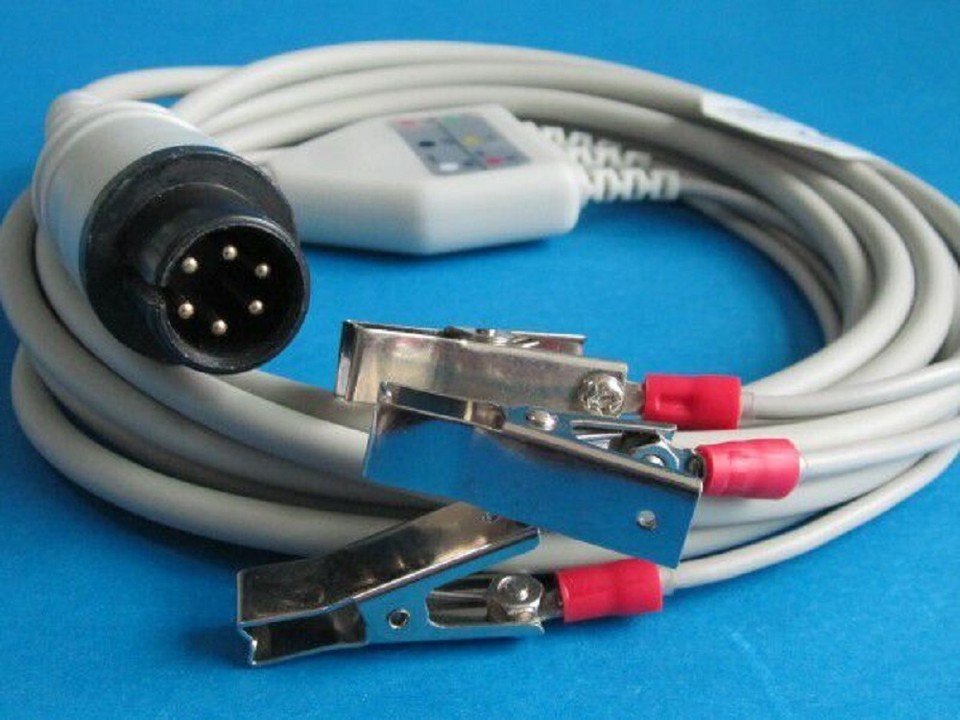 Compatible Use Vet Use 6 Pin Veterinary 3 Leads ECG EKG Cable GA3140B ...