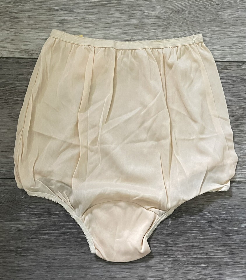 Vtg NWT Montrico 100% Acetate Non Run Tricot Apricot Brief Granny Panty ...