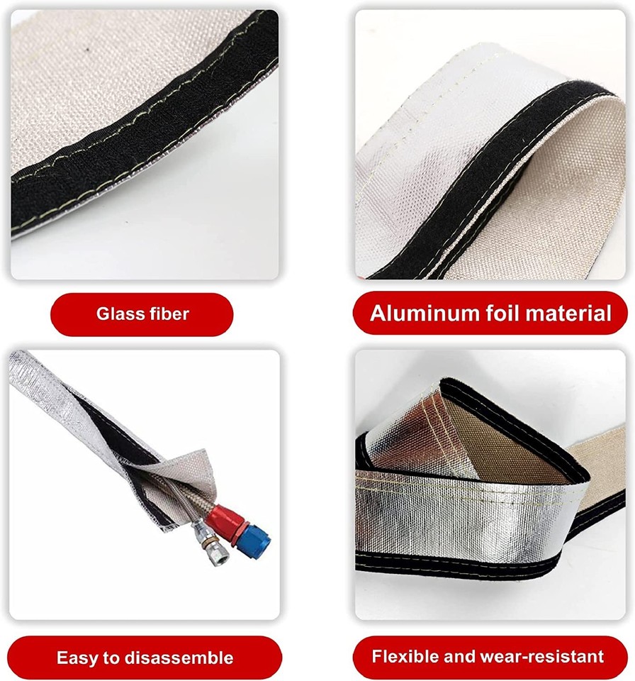 1"ID Metallic Heat Shield Sleeve 10Ft Insulated Wire Hose Cover Wrap ...