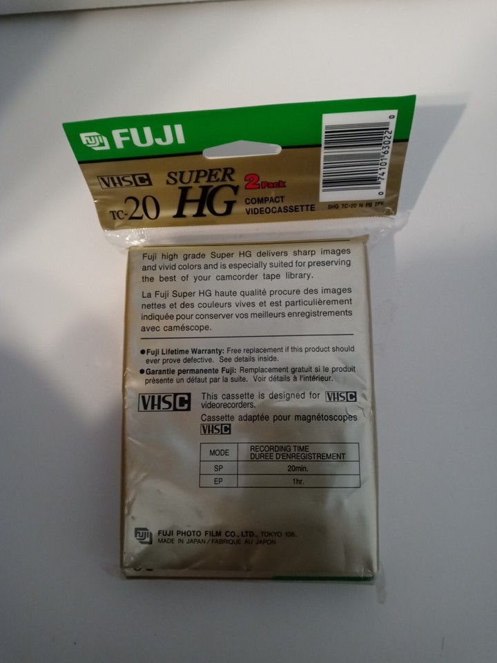 FUJI TC-20 VHS C Super HG Compact Video Cassette Blank Tapes NIP for ...