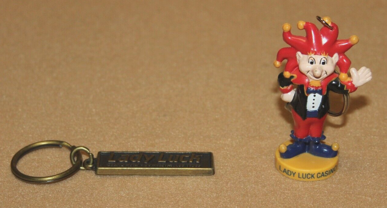 2 LADY LUCK Casino Keychains Las Vegas - Mad Money Jester and Metal ...
