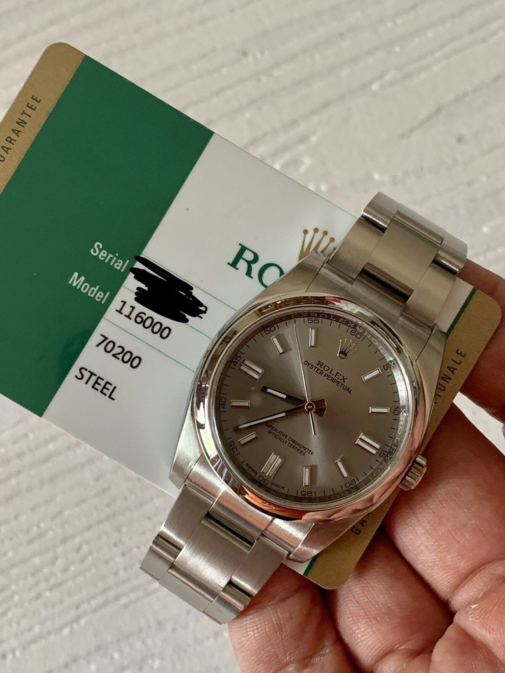 Rolex Oyster Perpetual OP Rhodium Dial Steel Oyster Watch 116000 2016 ...