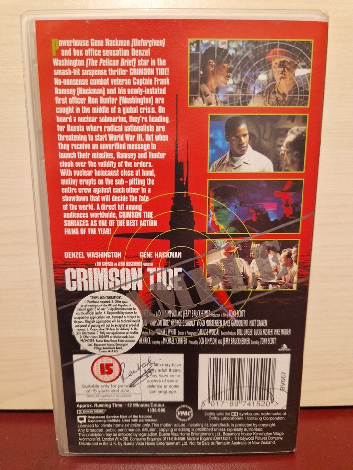 Crimson Tide - Denzel Washington - PAL VHS Video Tape NEW SEALED ...