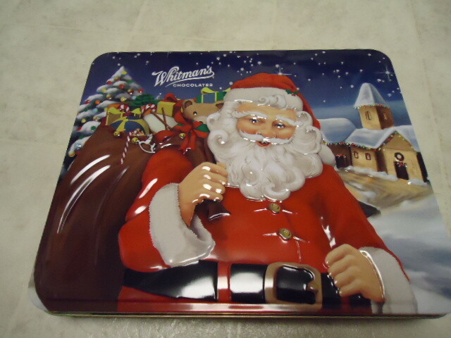 Rectangular Hinged Whitman’s Sampler Tin Featuring Santa With His Pack ...