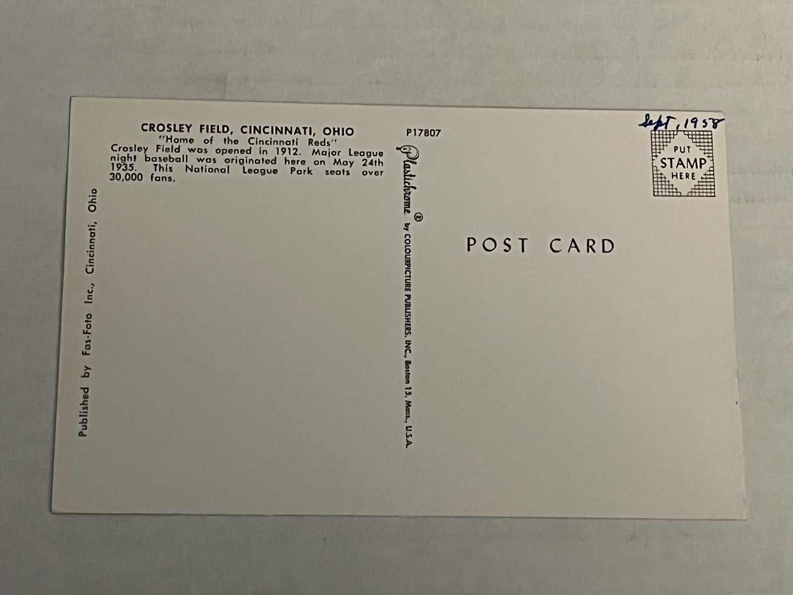 Vintage Original 1950s Crosley Field Cincinnati Reds Baseball Unused ...