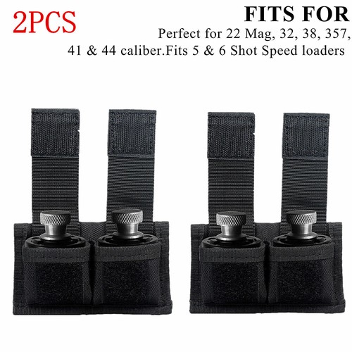 2PCS Universal Molle Double Speed Loader Mag Pouch Holder Revolver Clip ...