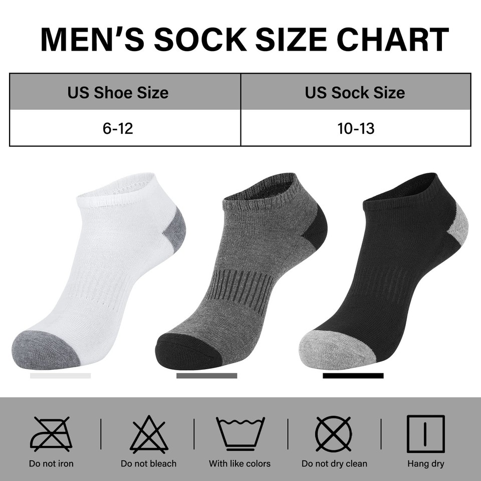 8 Pairs Mens Ankle Socks Low Cut Socks for Men Short Socks Size 10-13 ...