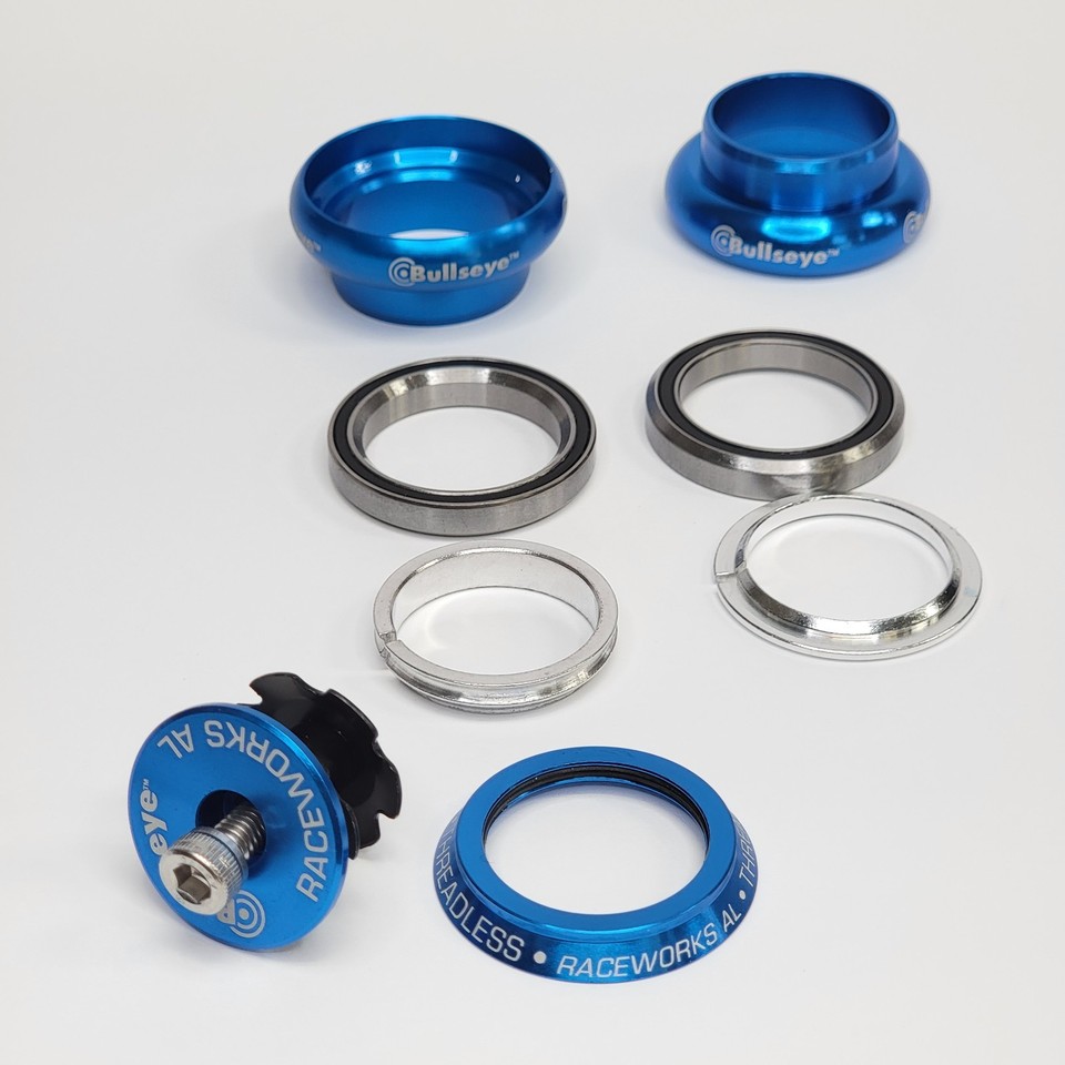 NEW - BULLSEYE BMX 1 1/8" RACEWORKS PRESS IN HEADSET - ANODIZED BLUE ...