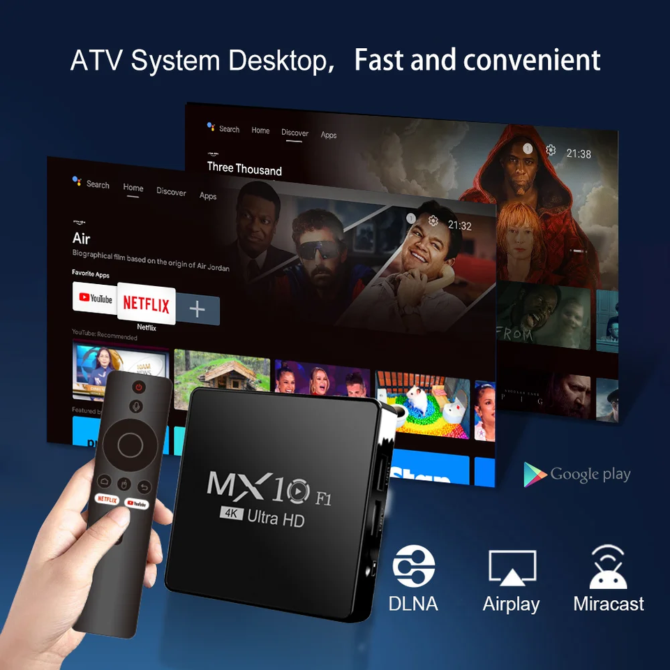 New Android 13 Smart TV Box 4k MX10 F1 2GB + 16GB Digital Andriod Box ...
