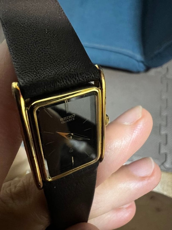 Seiko Tank Quartz Retro Watch Black Dial Leather 1989 Used SV1119 | eBay