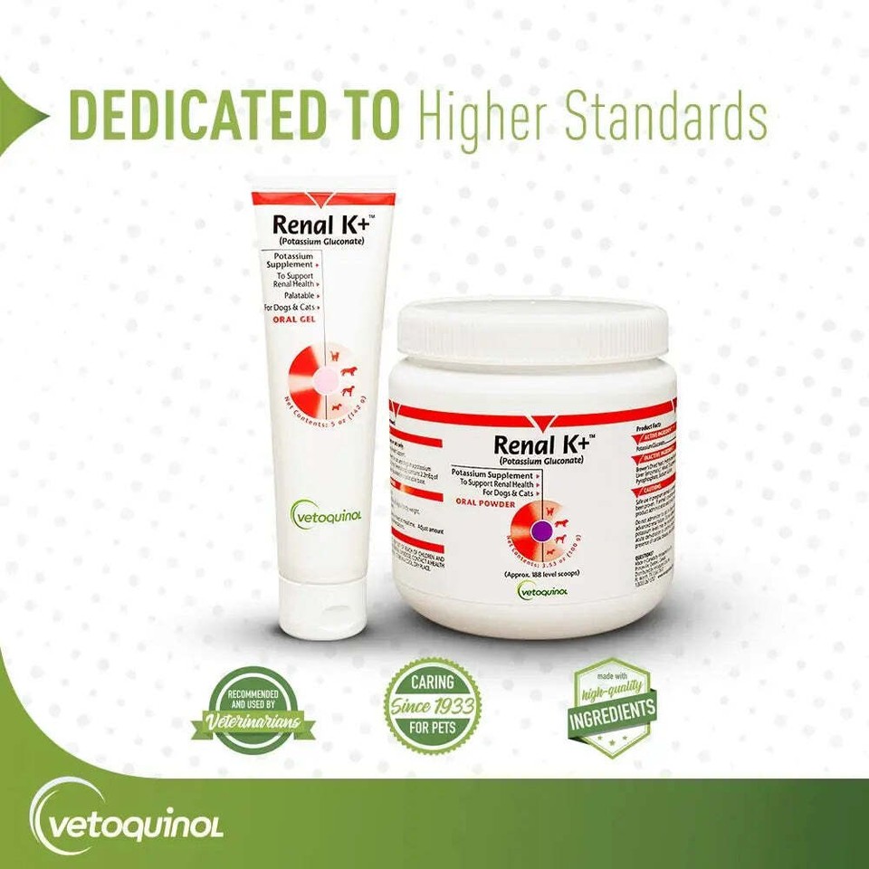 Vetoquinol Renal K + Potassium Gluconate & Vitamin B Oral Gel Cats ...