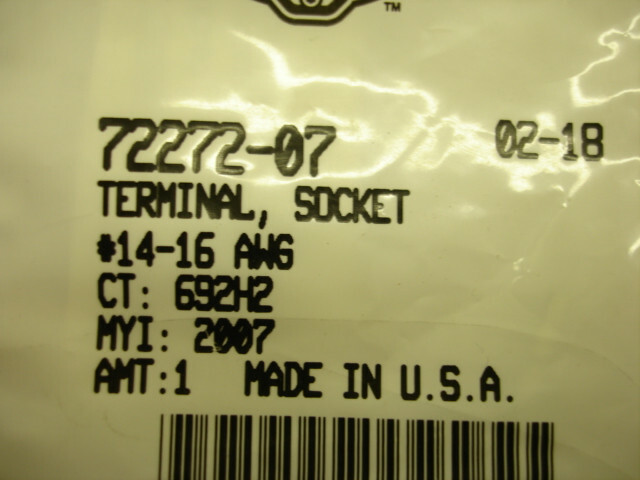 HARLEY-DAVIDSON OEM NOS 14-16 Gauge Terminal Socket P/N 72272-07 NEW ...