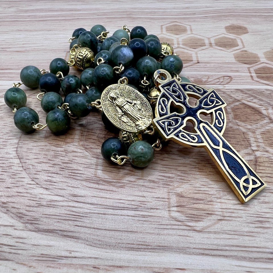 Handmade in Scotland Celtic Jade Rosary Beads Catholic Christian ...