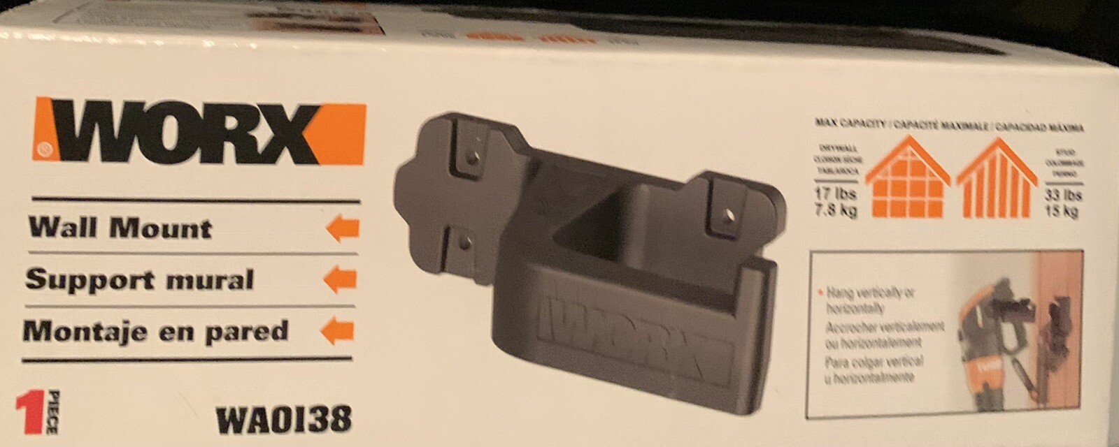 WORX WA0138 Wall Mount Tool Holder with (4) Screws for Garage Storage ...