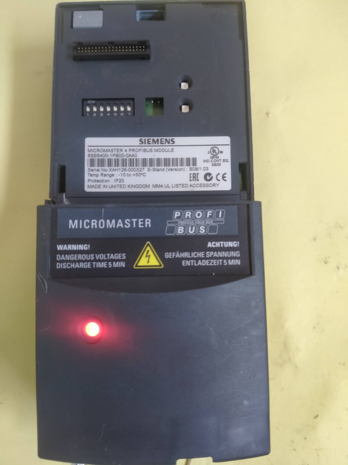 Siemens 6SE6400-1PB00-0AA0 Micromaster 4 Profibus Module E-Stand Ver ...