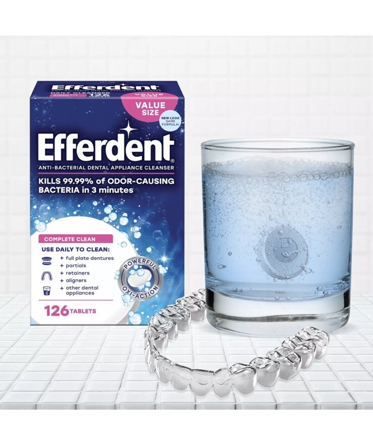 Efferdent Retainer & Denture Cleaner Tablets, Complete Clean, 126 Count ...