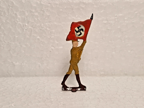 ANTIQUE LITTLE PEWTER NAZI SS FIGURE STANDARD BEARER 1930s HEINRICHSEN ...