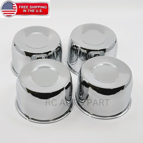 4 Short Chrome Center Caps For Push Through 4.25" Center Bore Trailer ...