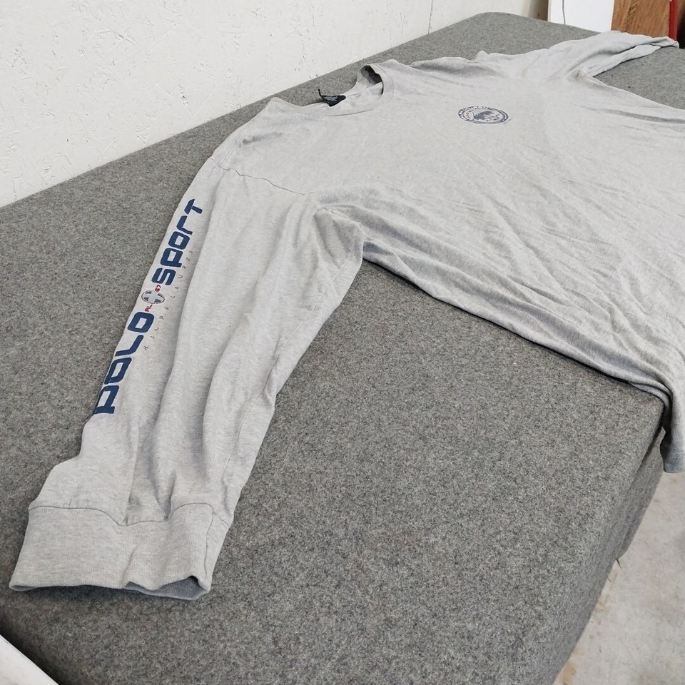 Vtg Polo Sport Ralph Lauren New York RL 67 Long Sleeve Shirt XXL Gray ...