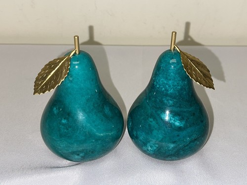 2- VTG Ducceschi Genuine Volterra ALABASTER PEAR Hand Carved Italy | eBay