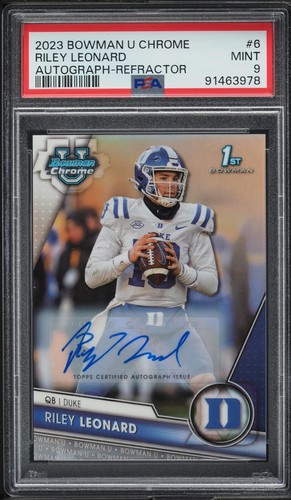 Riley Leonard 2023 Bowman U Chrome 1st Bowman Refractor Auto /499 PSA 9 ...