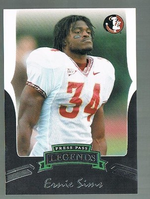 ERNIE SIMS #12 Florida State LB RC 2006 press pass Legends | eBay