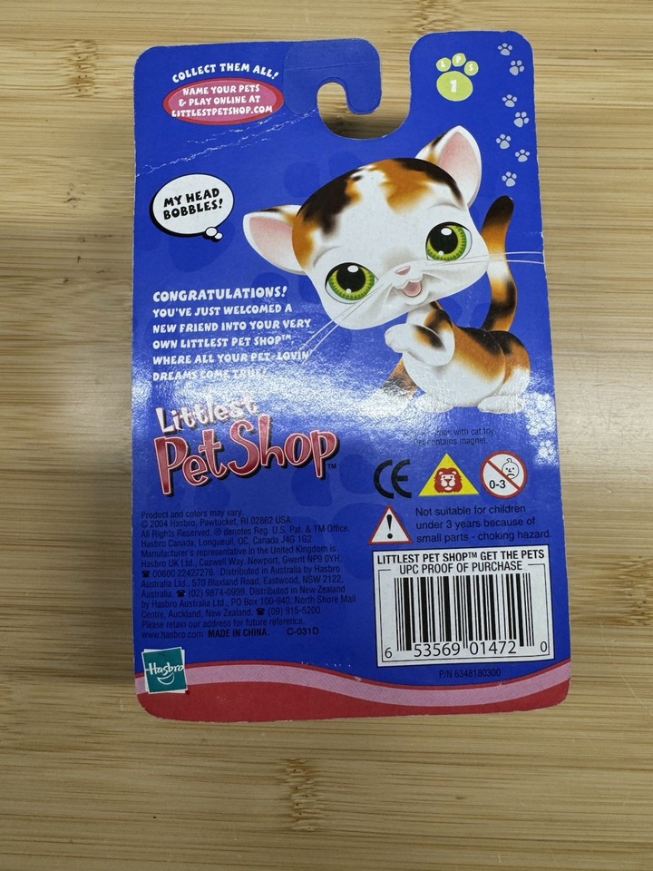 Littlest Pet Shop LPS #27 Shorthair Calico Cat w/ Dangling Cat Toy 2005 ...