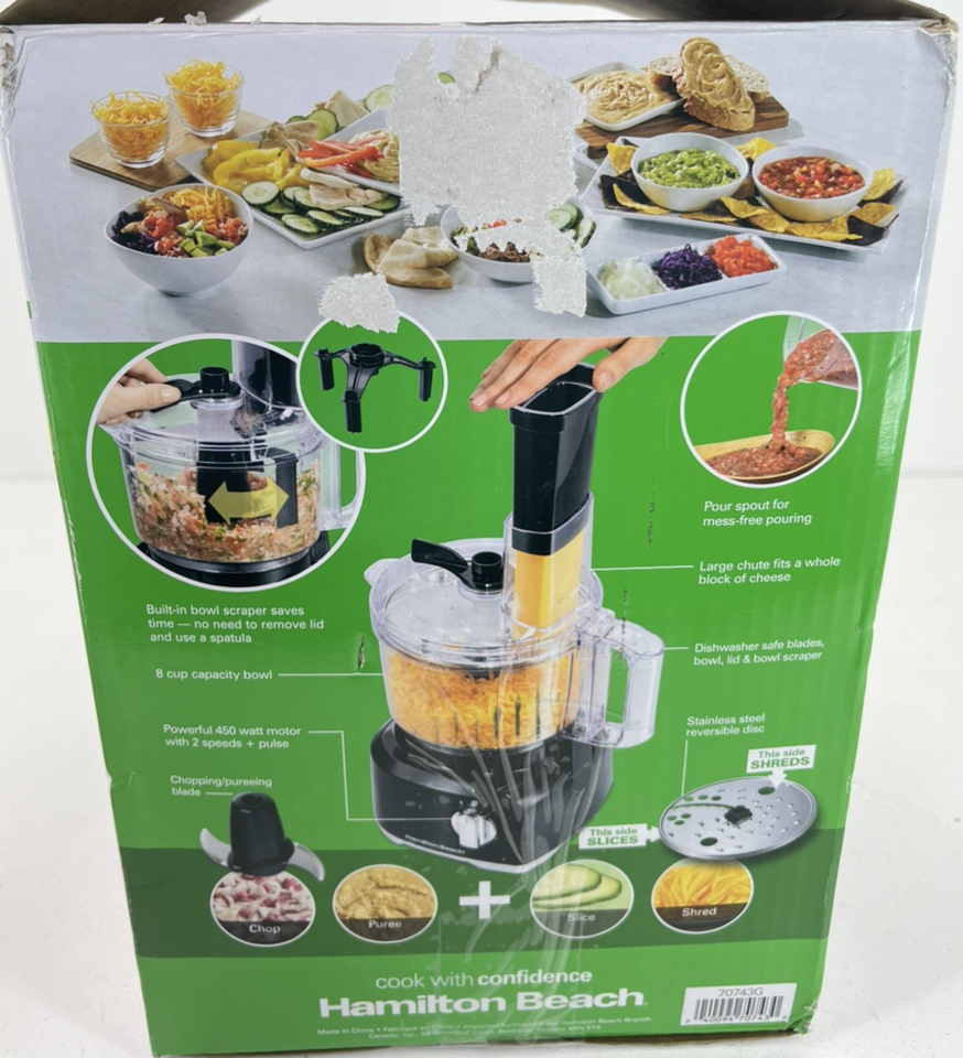 Hamilton Beach Model 70743G 8 Cup Food Processor w/Bowl Scrapper - Open ...