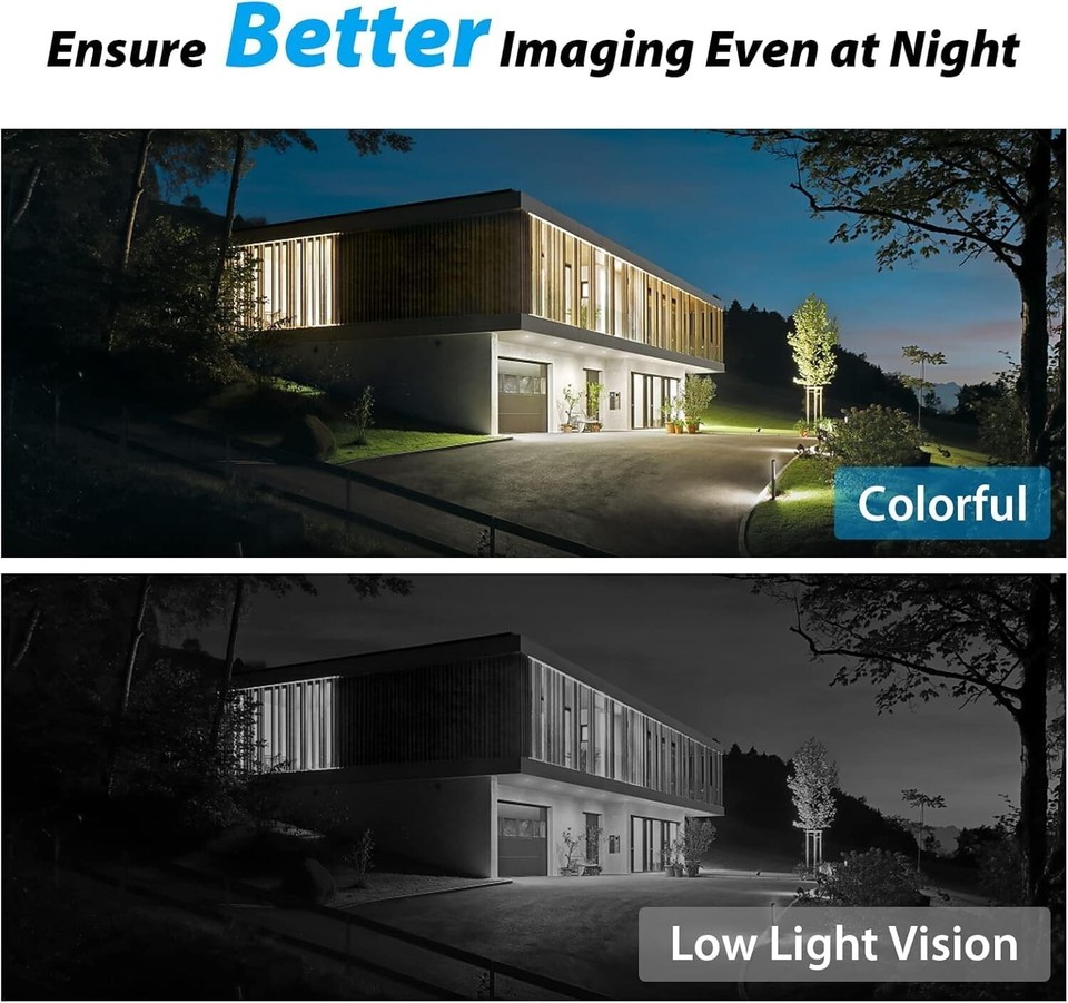 3000 lumens Floodlight Camera 3M/2K HD IP65 ZKTeco Outdoor Security ...