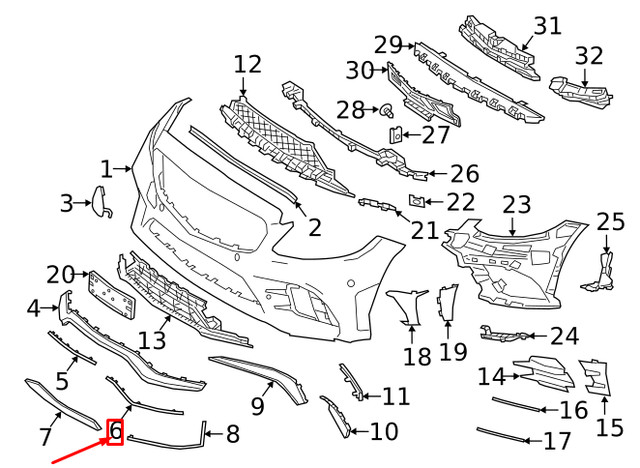 Mercedes-Benz C W205 AMG Front Bumper Right Side Molding A2058858702 ...