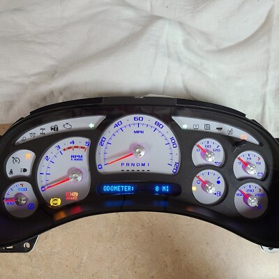 06-07 GMC SIERRA 2500HD DURAMAX DIESEL COMPLETE CLUSTER CUSTOM WHITE ...